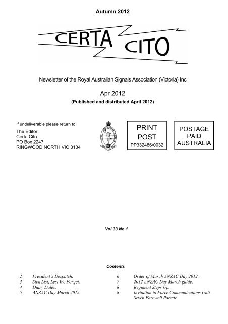 anzac day march 2012 - RASIGs Association