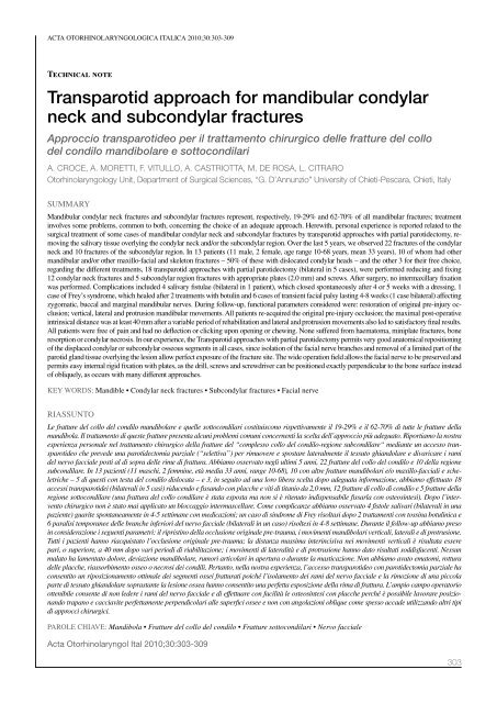 Transparotid approach for mandibular condylar neck and subcondylar