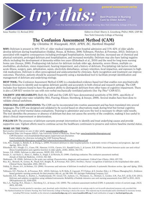 The Confusion Assessment Method (CAM) - ConsultGeriRN.org ...