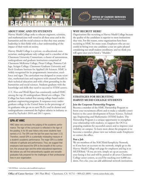 RECRUITING PLAN - Harvey Mudd College