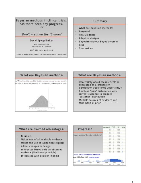 Bayesian Methods In Clinical Trials The Mrc Biostatistics Unit