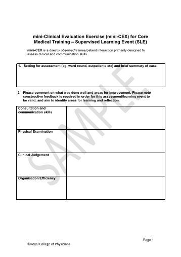 Mini Clinical Evaluation Exercise (Mini-CEX) Paper Form