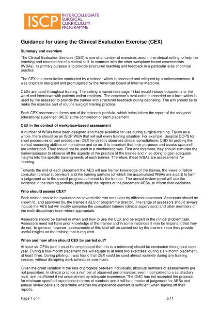 Guidance for using the Clinical Evaluation Exercise (CEX) - ISCP
