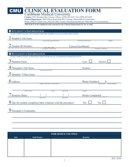 Clinical Evaluation Form - Cmumed.org