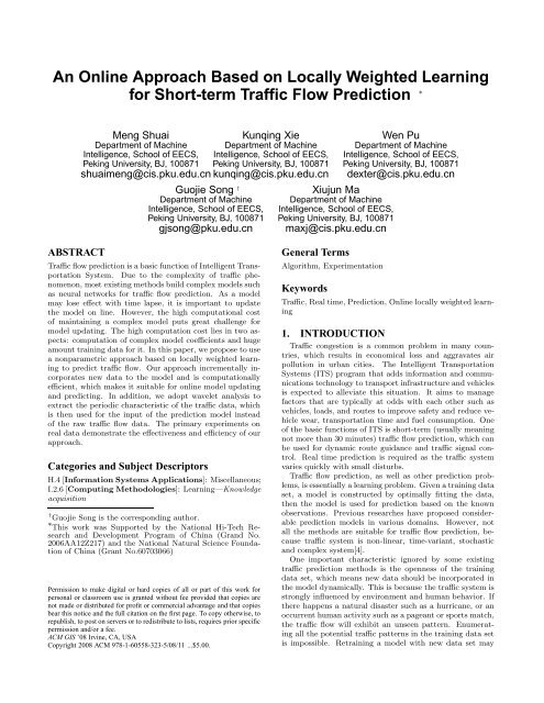 An Online Approach Based on Locally Weighted Learning for Short ...
