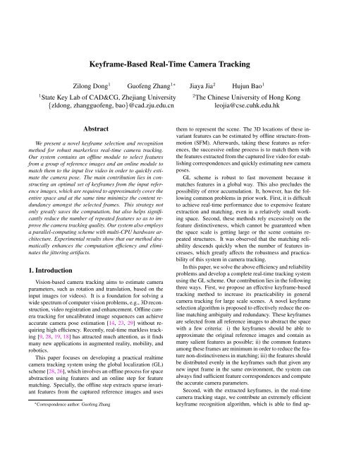 Keyframe-Based Real-Time Camera Tracking
