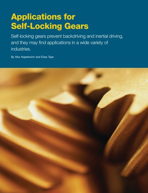 Applications for Self-Locking Gears - AKGears