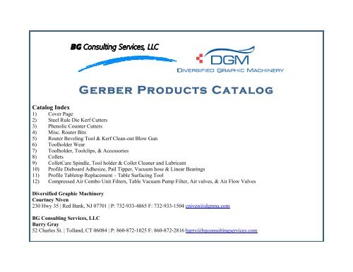 Gerber Products Catalog - Diversified Graphic Machinery