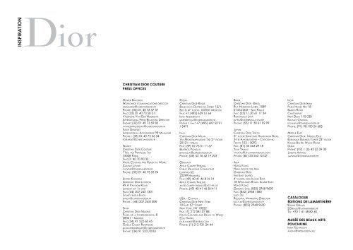 CHRISTIAN DIOR COUTURE PRESS OFFICES ... - diorpr.com