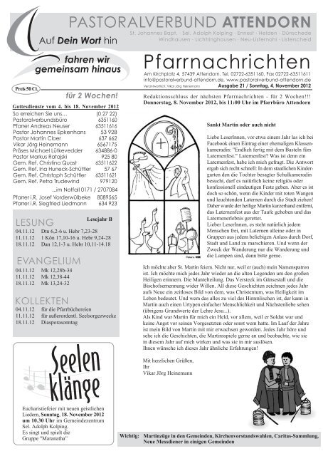 Pfarrbrief 21/12 - Pastoralverbund Attendorn