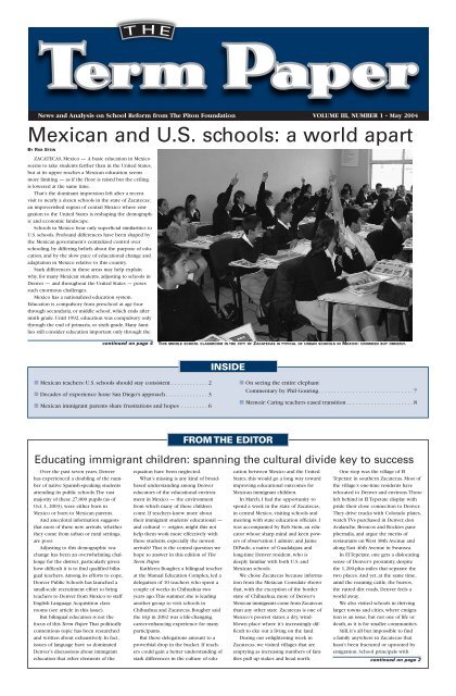 Mexican and U.S. schools: a world apart - The Piton Foundation