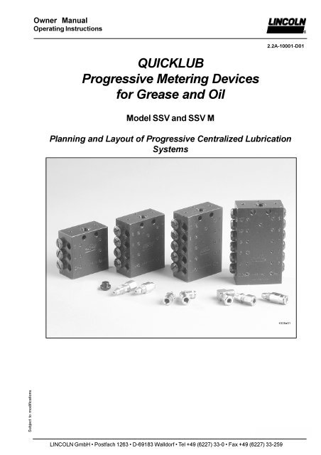 Quicklub Progressive Metering Devices for Grease and Oil - SSV ...
