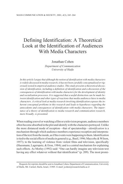 Defining Identification: A Theoretical Look at the Identification of ...
