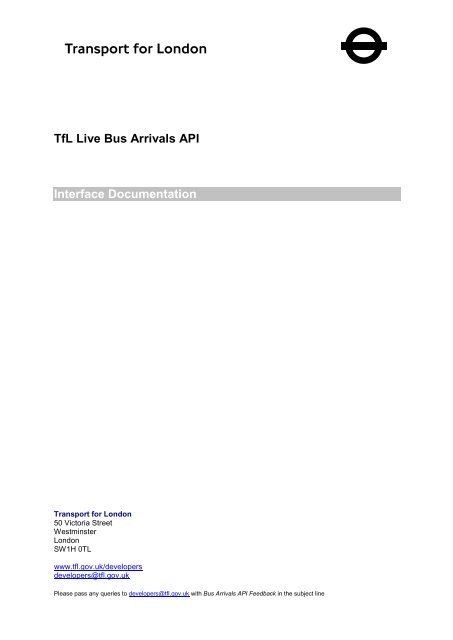 TfL Live Bus Arrivals API Interface Documentation - Transport for ...