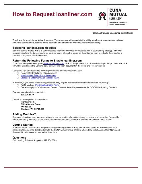 How to Request loanliner.com - CUNA Mutual Group