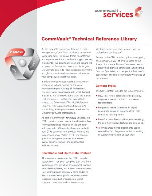 Manage: CommVault Technical Reference Library