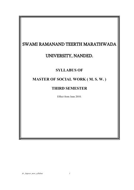 Syllabus - The Swami Ramanand Teerth Marathwada University