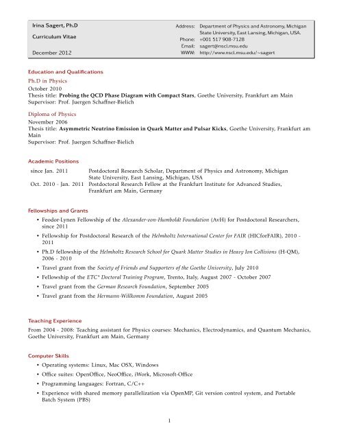 CV - Michigan State University