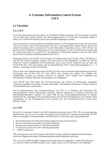 6. Customer Information Control System CICS