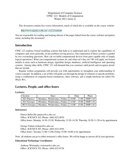Syllabus in PDF format. - Ugrad.cs.ubc.ca