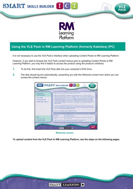 Using the VLE Pack in RM Learning Platform (formerly Kaleidos) (PC)