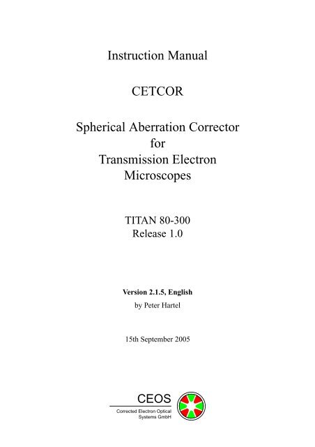 Instruction Manual CETCOR Spherical Aberration Corrector for ...