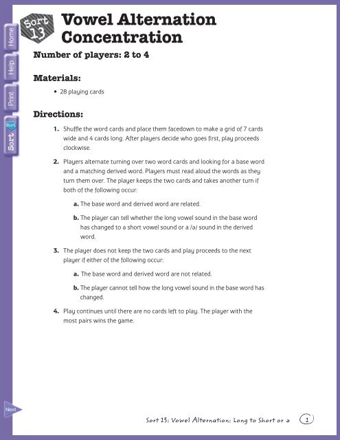 Sort 13- Vowel Alternation - scdifftech