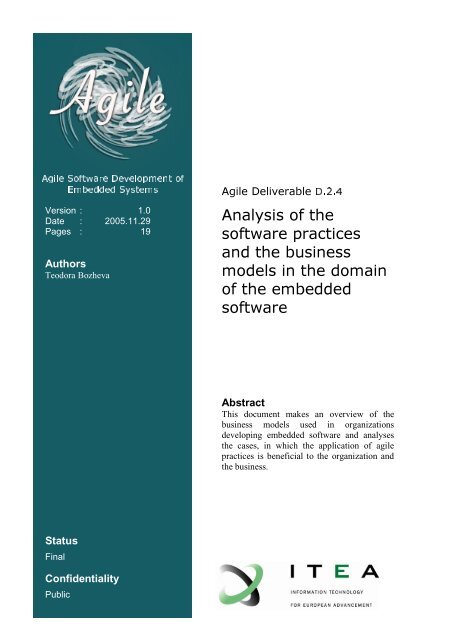 table of contents - The AGILE ITEA Project website table of contents - The AGILE ITEA Project website