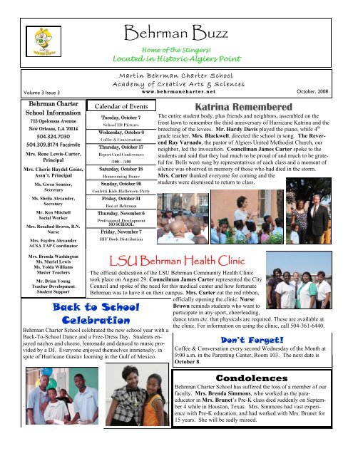 Katrina Remembered - Martin Behrman Charter School Academy of ...