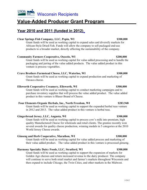 Value-Added Producer Grant Program - USDA Rural Development