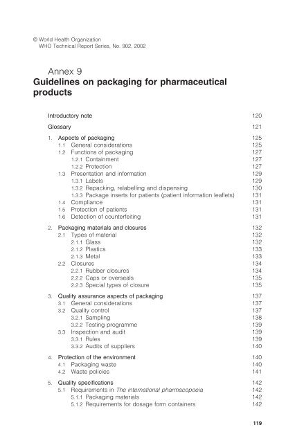 Annex 9 Guidelines on packaging for pharmaceutical products