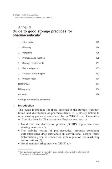 Annex 9 Guide to good storage practices - World Health Organization