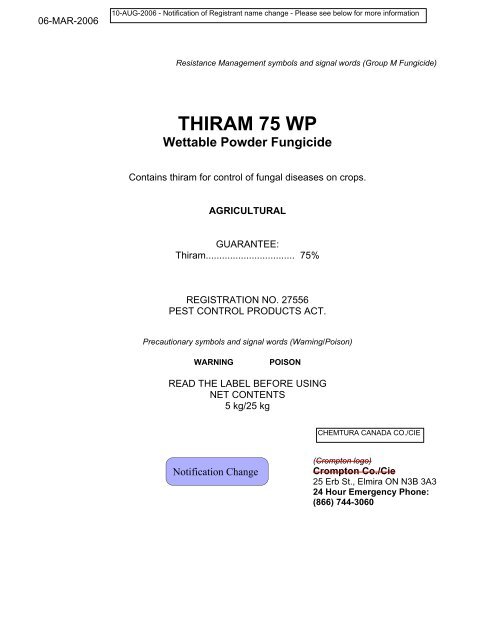 THIRAM 75 WP - Bayer CropScience