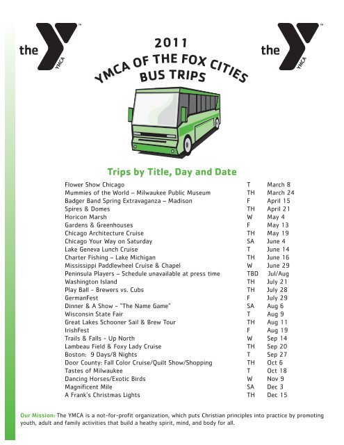 Bus Trips Make Great Gifts! - YMCA of the Fox Cities