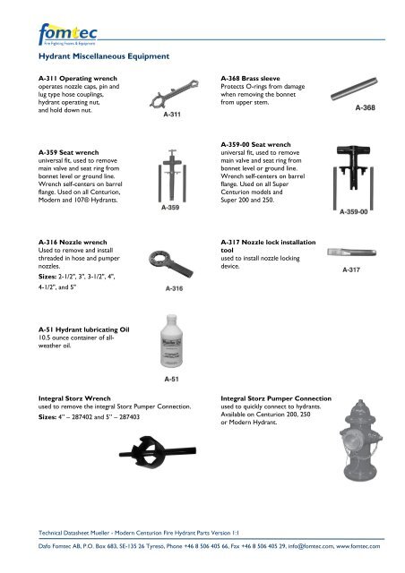Fire Hydrant Parts * Pre-