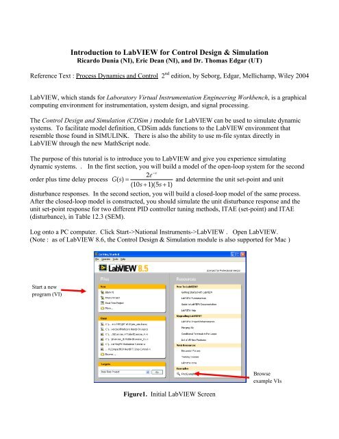 Introduction To Labview For Control Design And Simulation