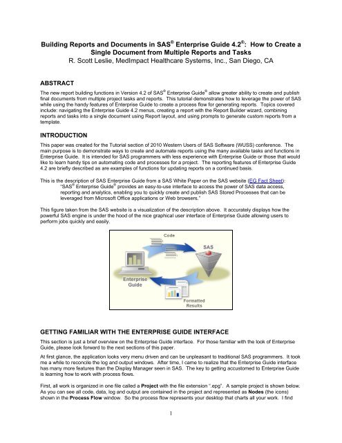 Building Reports and Documents in SAS® Enterprise Guide 4.2 ...
