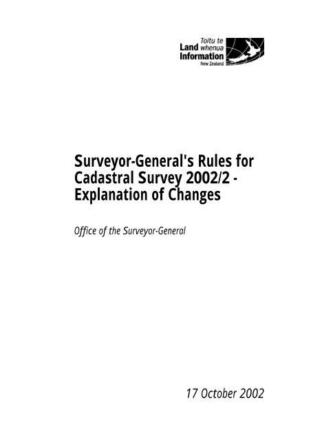 Surveyor-General's Rules for Cadastral Survey 2002/2 - Land ...