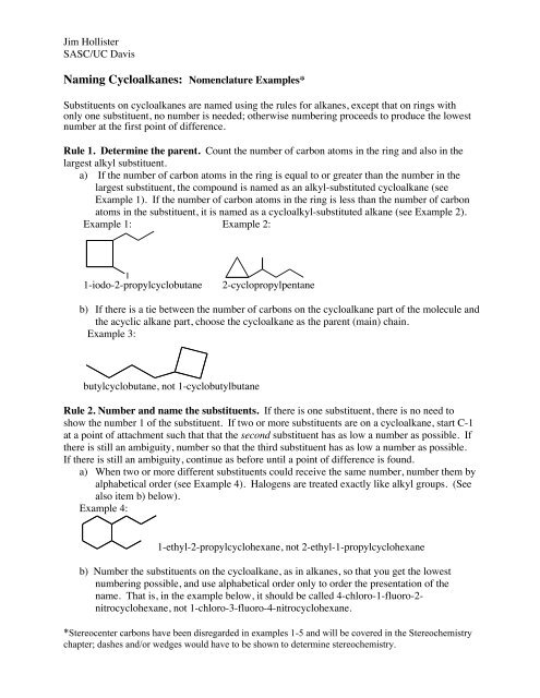 Naming Cycloalkanes
