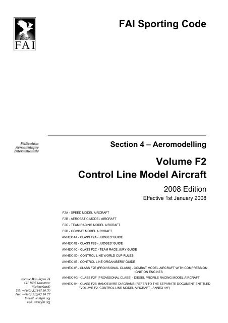 FAI Sporting Code Section 4 - Volume F2 - 2008 Edition