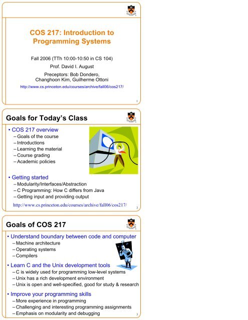 COS 217 - Princeton University