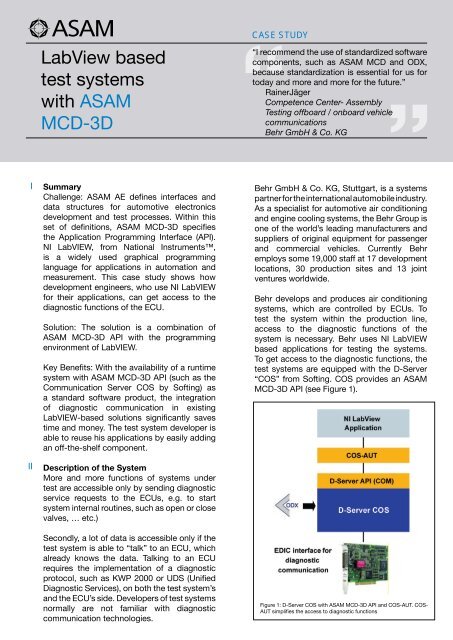 LabView based test systems with ASAM MCD-3D
