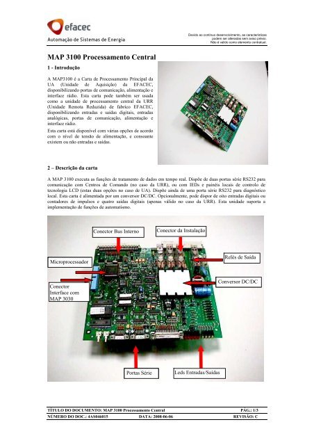 MAP 3100 Processamento Central - Efacec