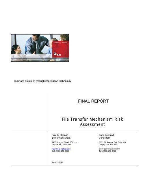 FINAL REPORT File Transfer Mechanism Risk Assessment