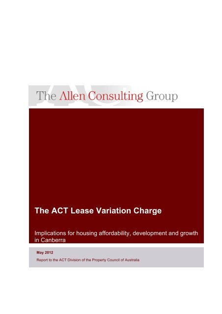 The ACT Lease Variation Charge - The Allen Consulting Group