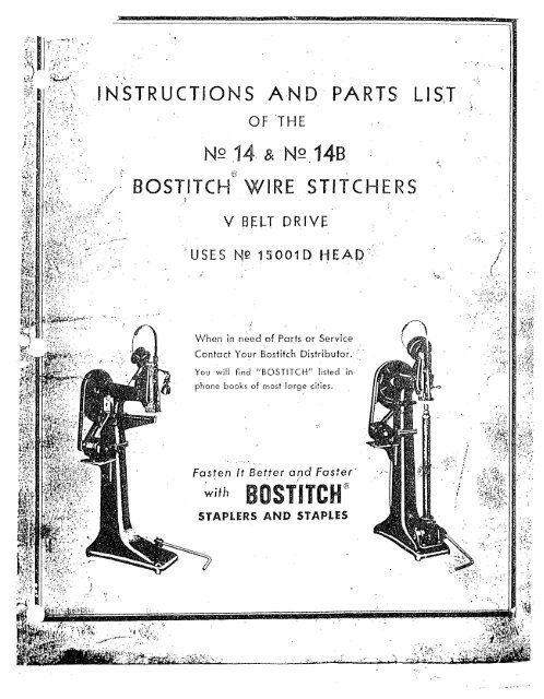 Bostitch* wire stitchers - Ideal Stitcher Company