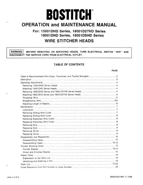 Bostitch Stitcher Heads