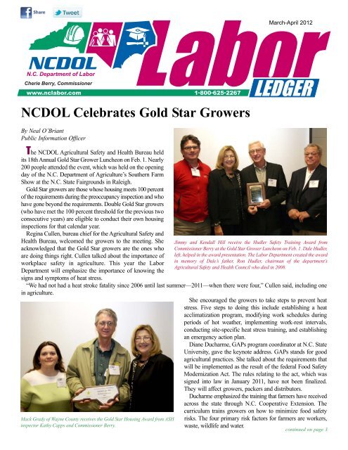 NCDOL Celebrates Gold Star Growers - NC Department of Labor