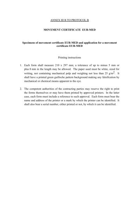 Movement Certificate EUR-MED - EFTA