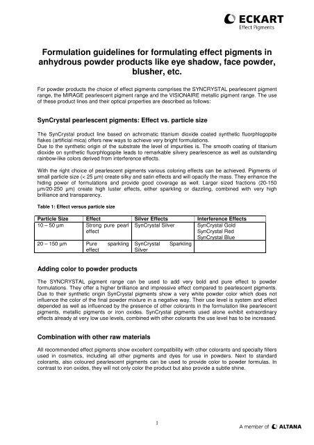 Formulation guidelines for formulating effect pigments in ... - Eckart